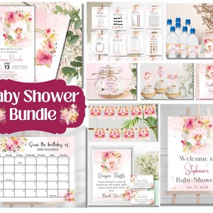 Editable Girl Baby Shower Bundle, Invitation Bundle, Editable Template ...