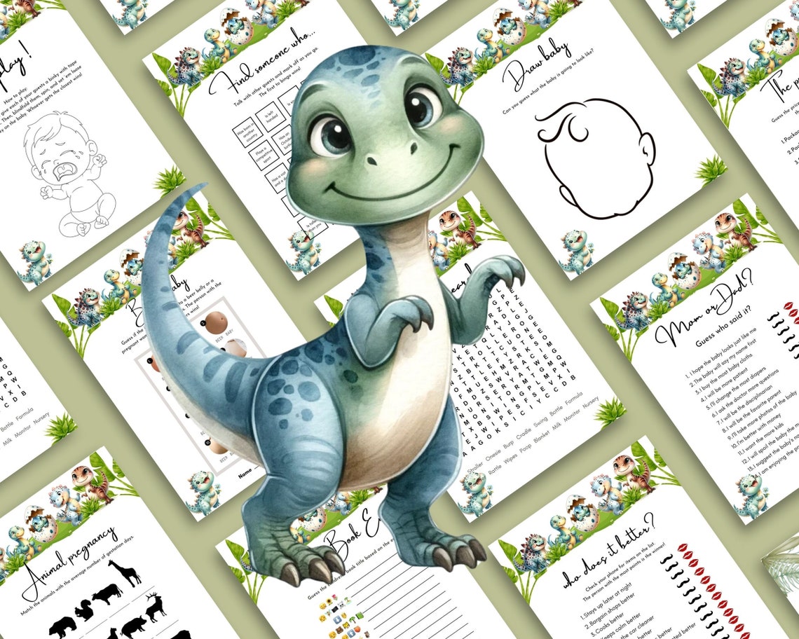 Dinosaur Baby Shower Games, Instant Download, Printable Game, Baby ...