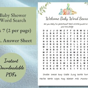 Word Search Dinosaur Baby Shower Game, Dino Baby Shower Game, Gender ...