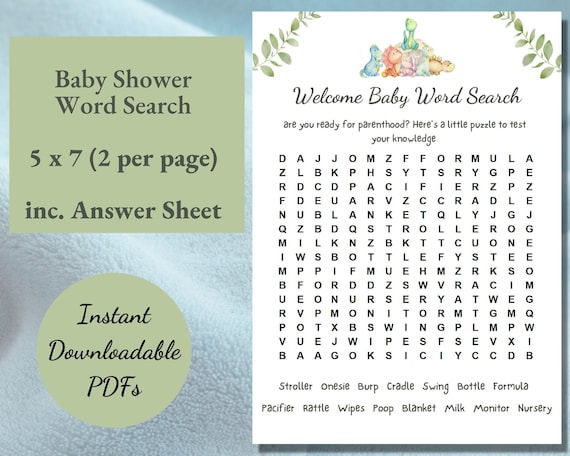 Word Search Dinosaur Baby Shower Game Dino Baby Shower Game - Etsy