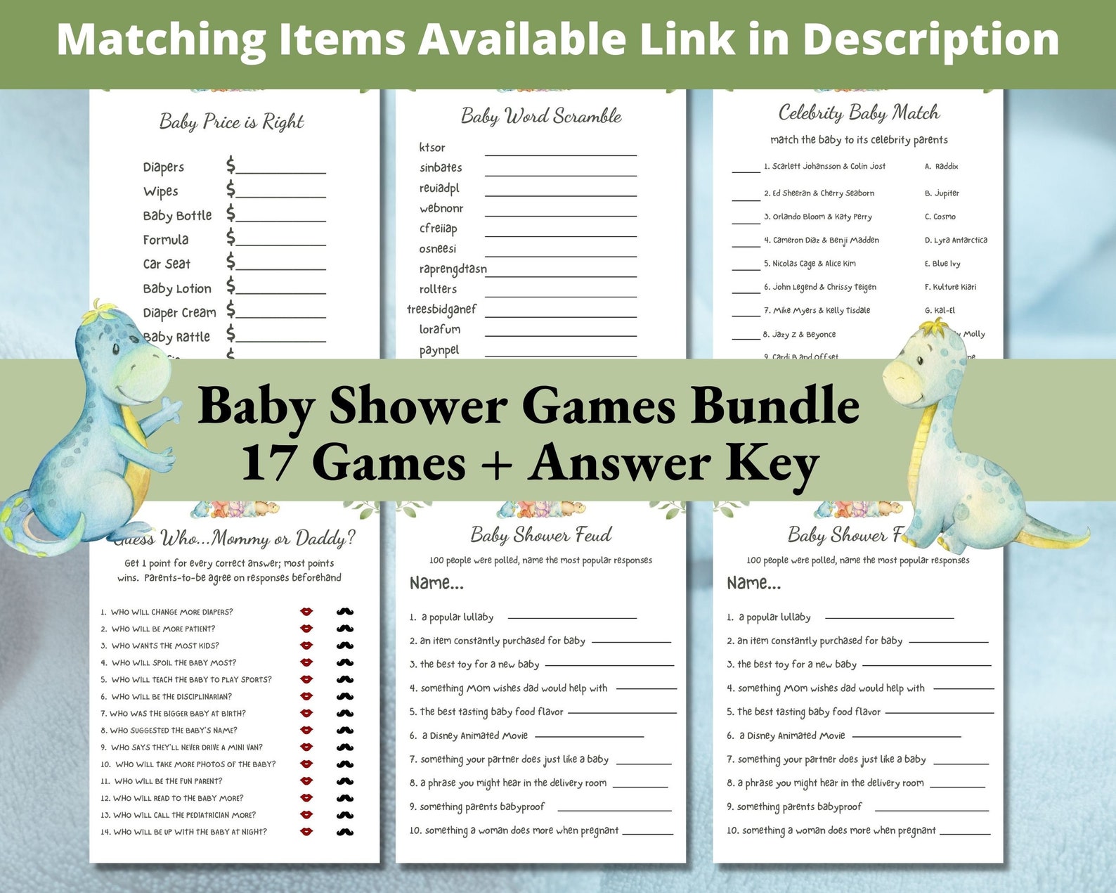 Don't Say Baby Shower Game, Dinosaur Baby Shower, Editable Baby Shower ...