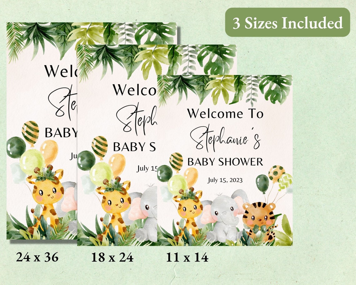 Safari Baby Shower Welcome Sign Boy, Jungle Baby Shower Welcome Sign ...