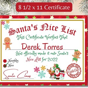 Printable Letter From Santa Claus, Nice List Certification ...