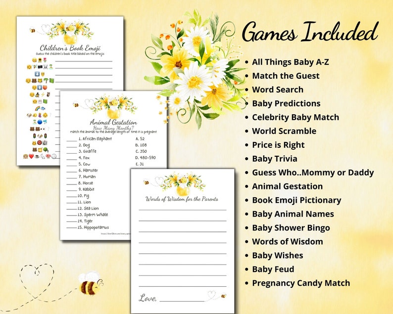Bee Baby Shower Games, Mommy to Bee Baby Shower Games, Honeybee Games ...