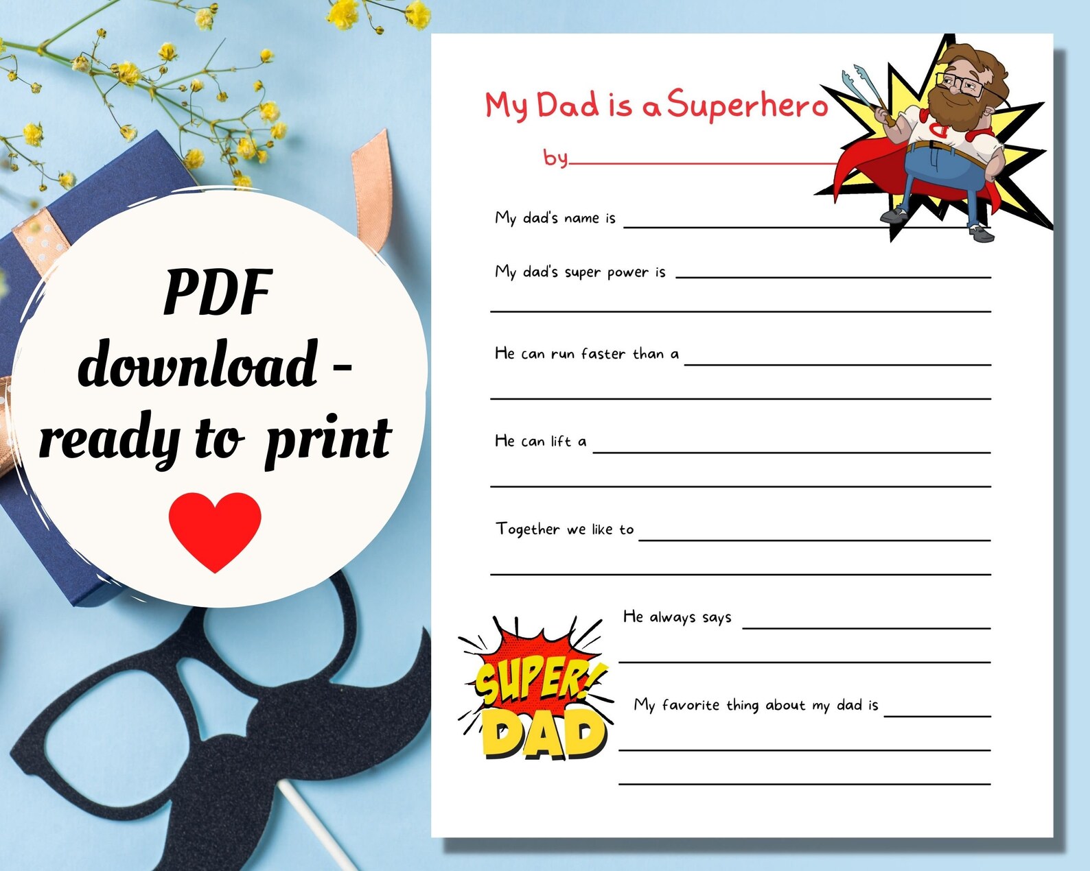 Superhero Father's Day Gift for Dad From Children - Etsy