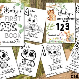 ABC and 123 Baby Shower Coloring Book Bundle, ABC Animals Book, First ...
