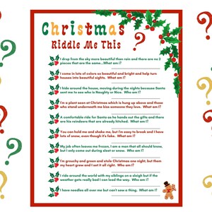 Christmas Riddle Me This, Christmas Party Game, Chistmas Trivia - Etsy