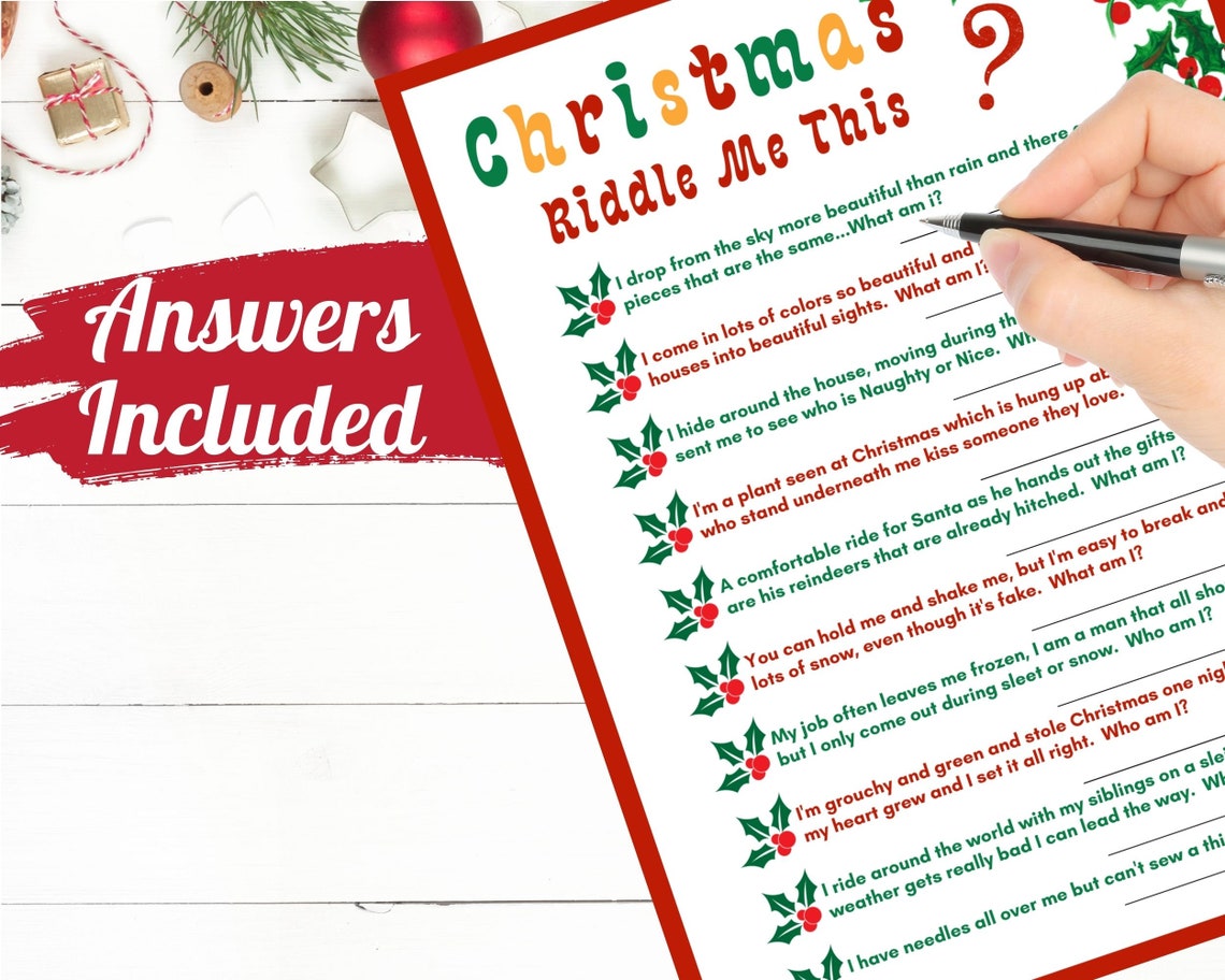 Christmas Riddle Me This, Christmas Party Game, Chistmas Trivia - Etsy
