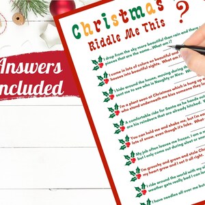 Christmas Riddle Me This, Christmas Party Game, Chistmas Trivia - Etsy