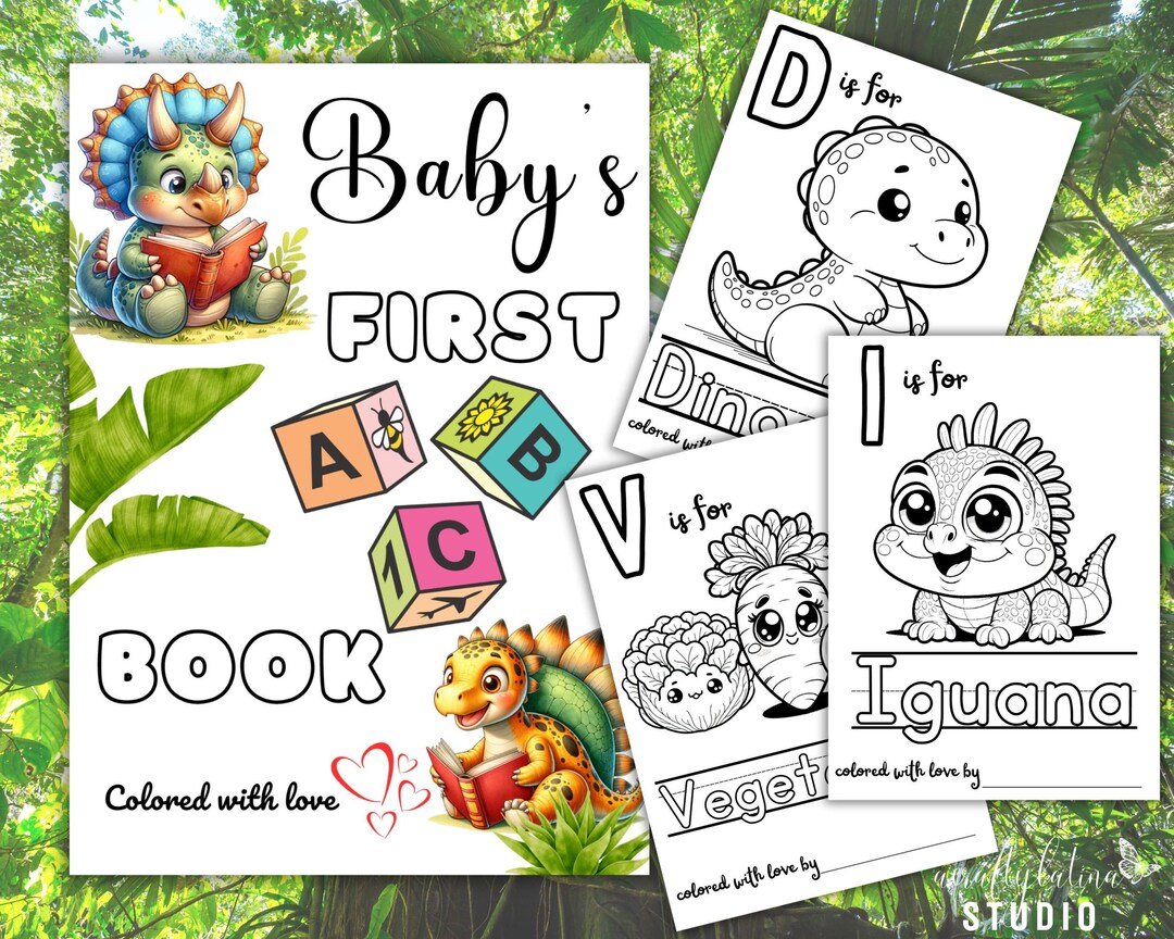 ABC Coloring Book Baby Shower, ABC Animals Book, Childrens Alphabet ...