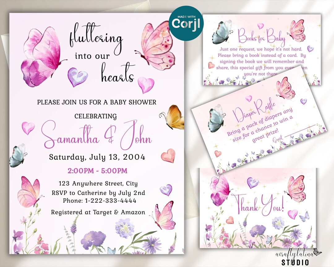 Butterfly Baby Shower Invitation, A Little Butterfly is on the Way ...