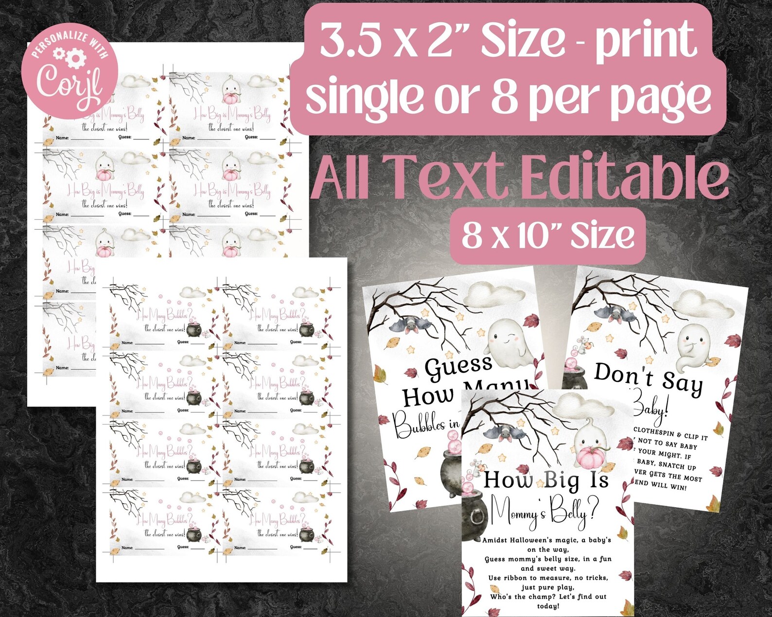 Little Boo Halloween Baby Shower Games, Guess How Many, How Big is ...