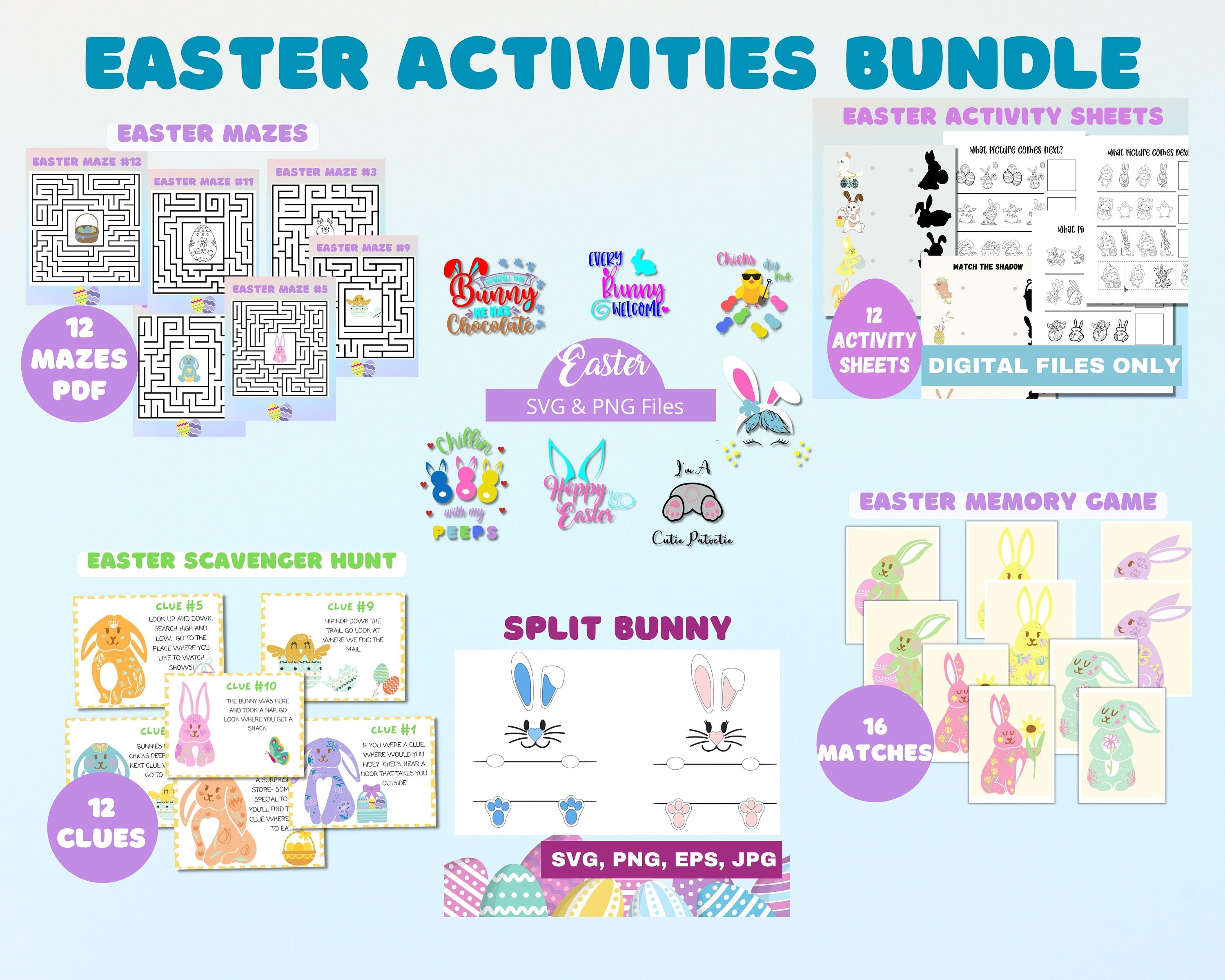 Easter Bunny SVG, Scavenger Hunt for Kids, Easter Activities and Easter ...