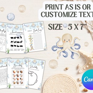 Editable Under the Sea Baby Shower Games, Printable Baby Games ...