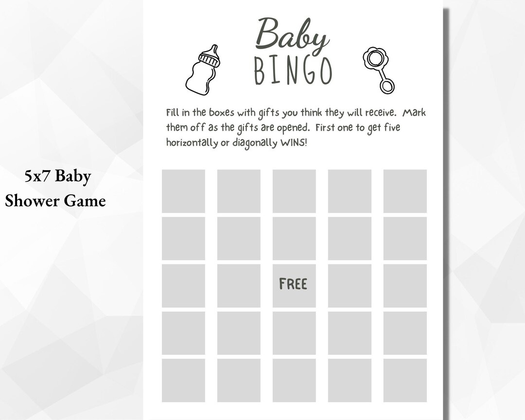 Bingo para baby shower, bingo para bebés, baby shower de género neutro ...