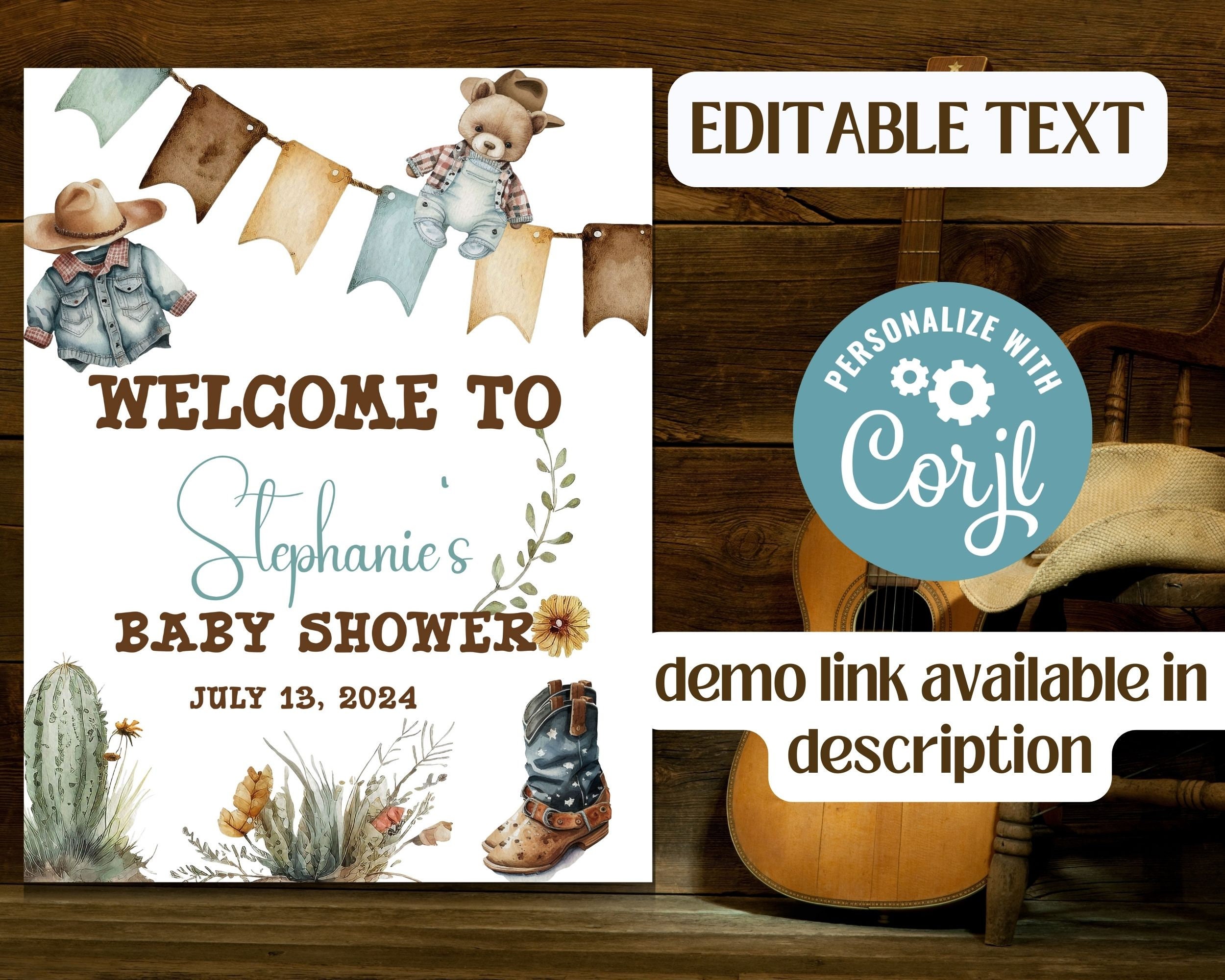 Cowboy Baby Shower Welcome Sign, Western Baby Shower, Country Baby ...