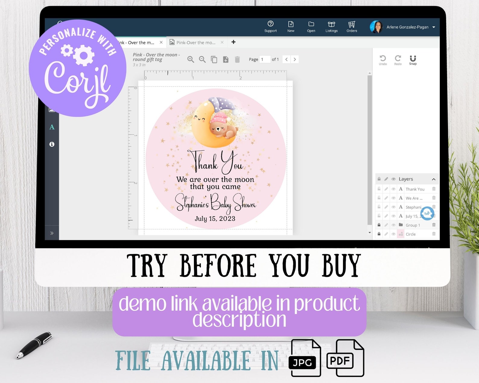 Over the Moon Baby Shower Gift Tags | Twinkle Twinkle Little Star Favor ...