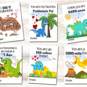 Dinosaur Valentine Cards Printable, Valentine for Class, Printable ...