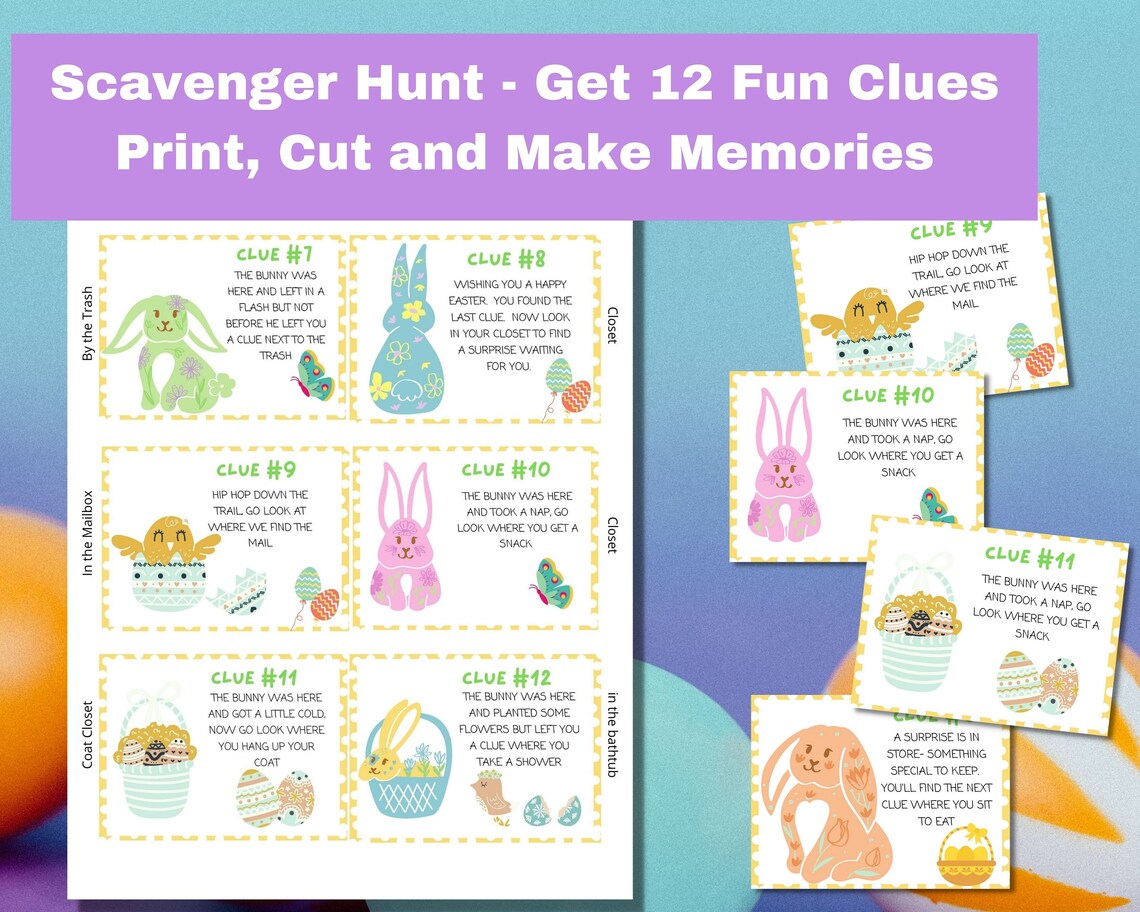 Easter Bunny SVG, Scavenger Hunt for Kids, Easter Activities and Easter ...