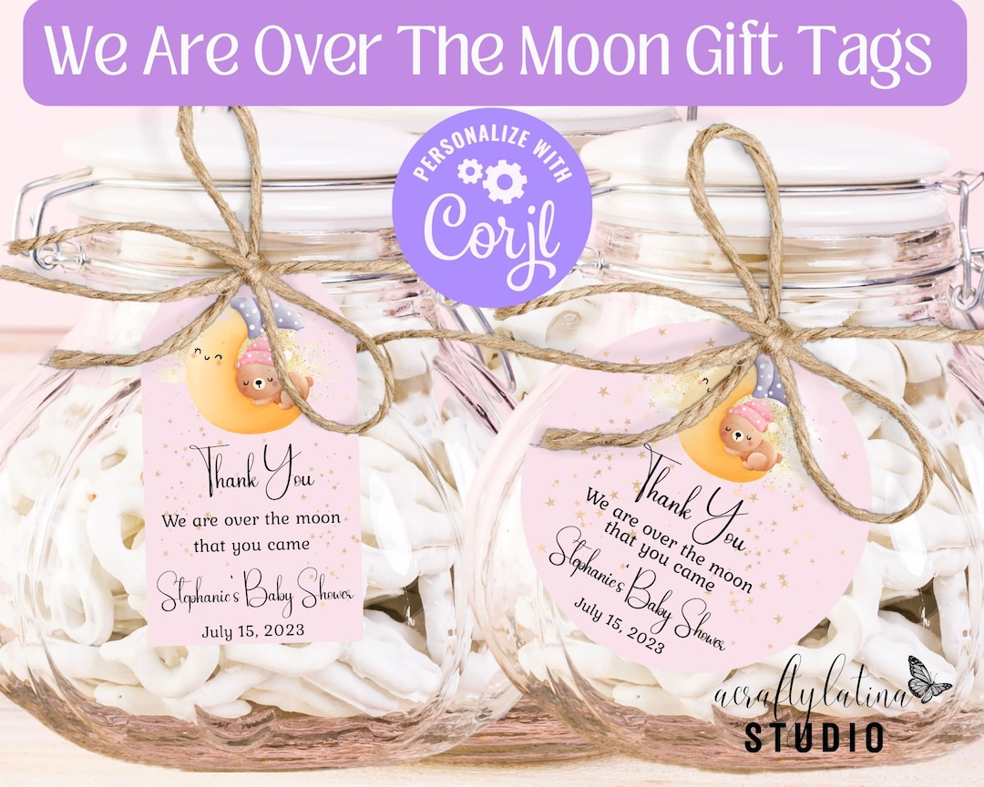 Over the Moon Baby Shower Gift Tags | Twinkle Twinkle Little Star Favor ...