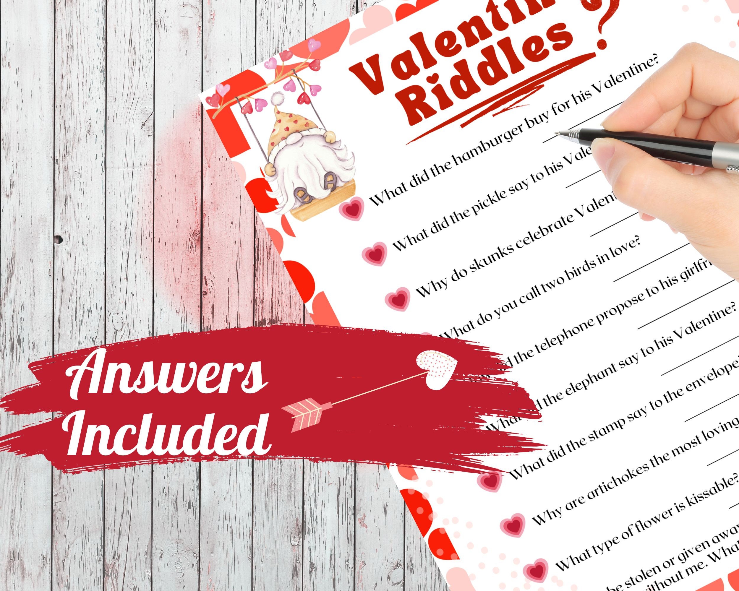 Valentine Riddles Kids Game, Valentine Party Game, Valentine Trivia - Etsy