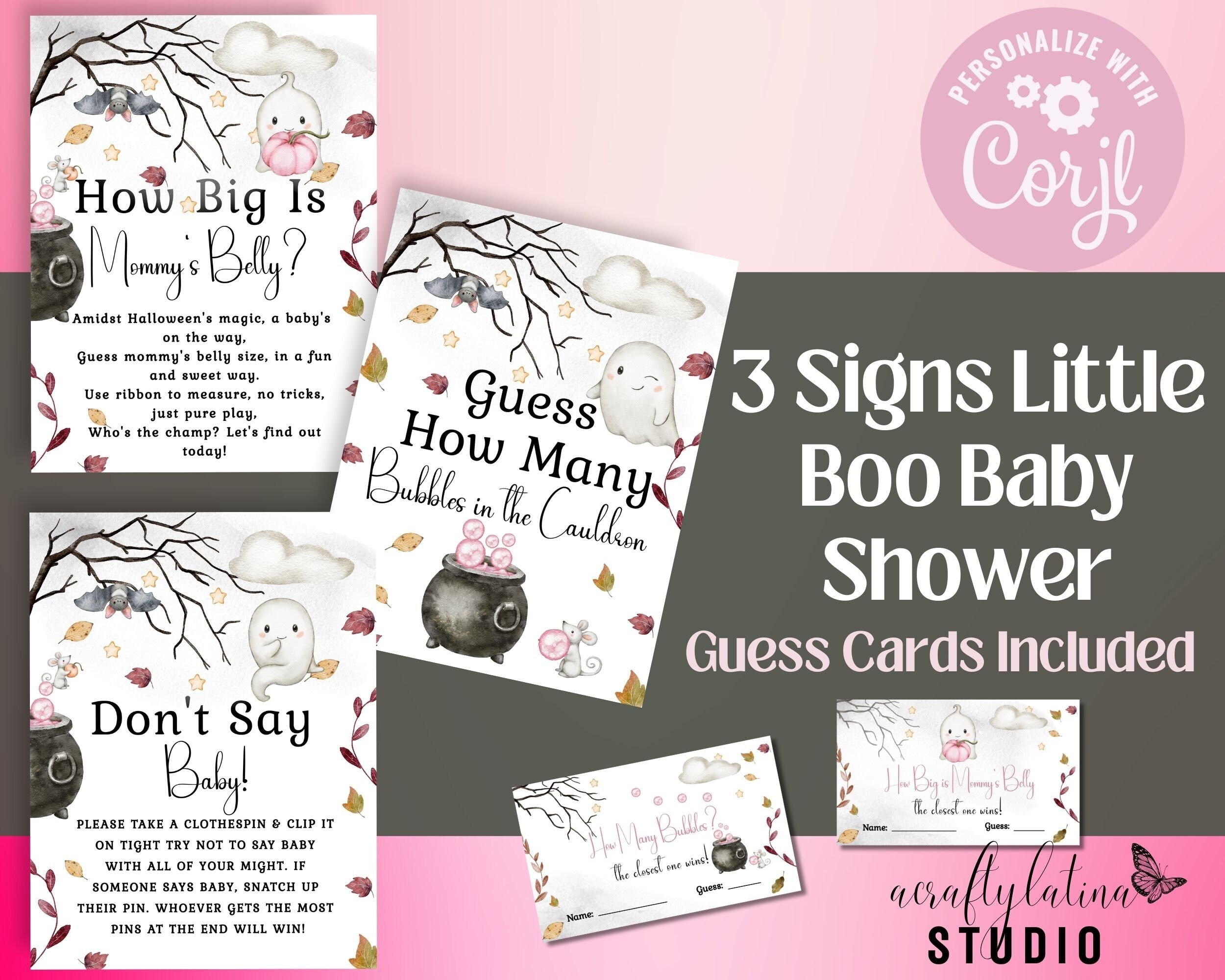 Little Boo Halloween Baby Shower Games, Guess How Many, How Big is ...