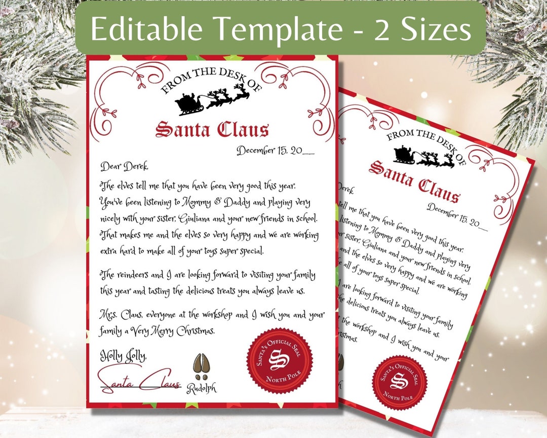 Official Letter From Santa Editable in Canva - Etsy