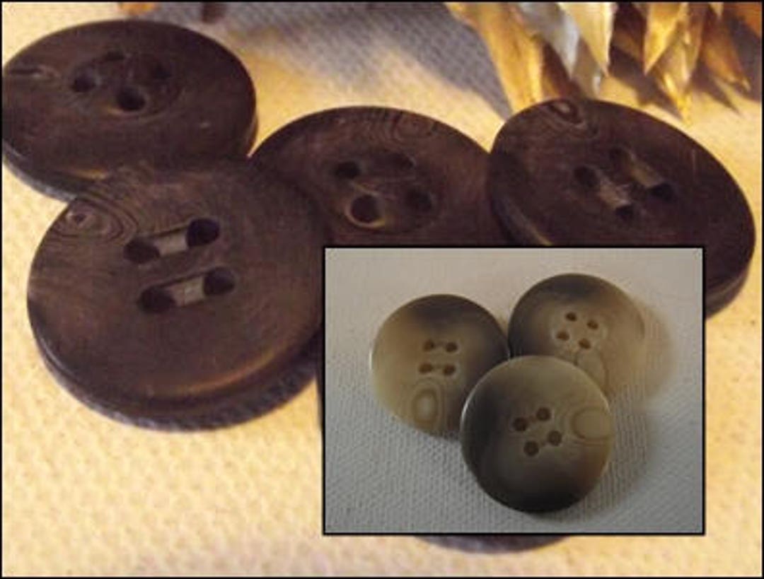 5 BUTTONS BEIGE Beige or Dark Brown Marbled 25 Mm 1" 2.5 Cm * 4 Holes ...