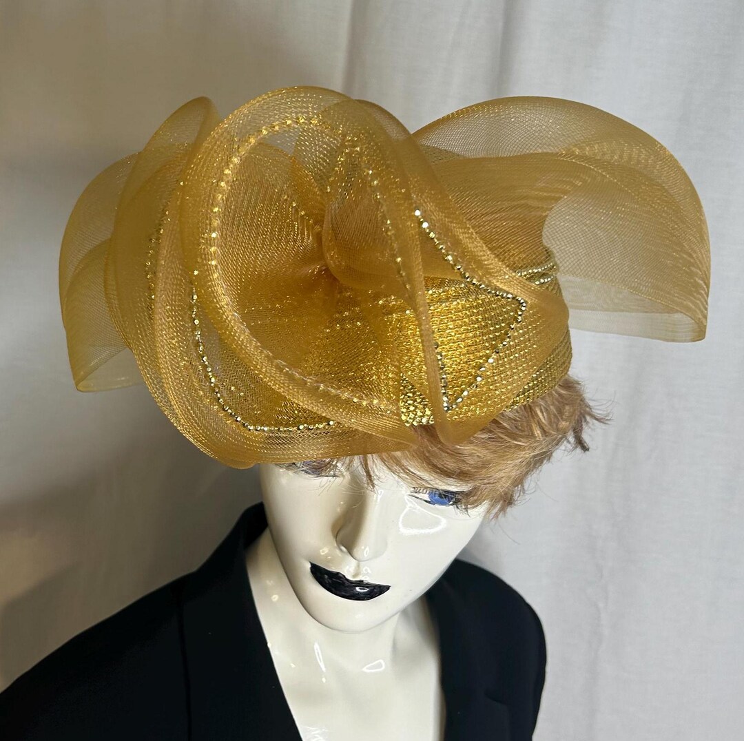 Vintage Ladies Church Hat Lilly Mendel, Gold With Floral Swirl, Wedding ...