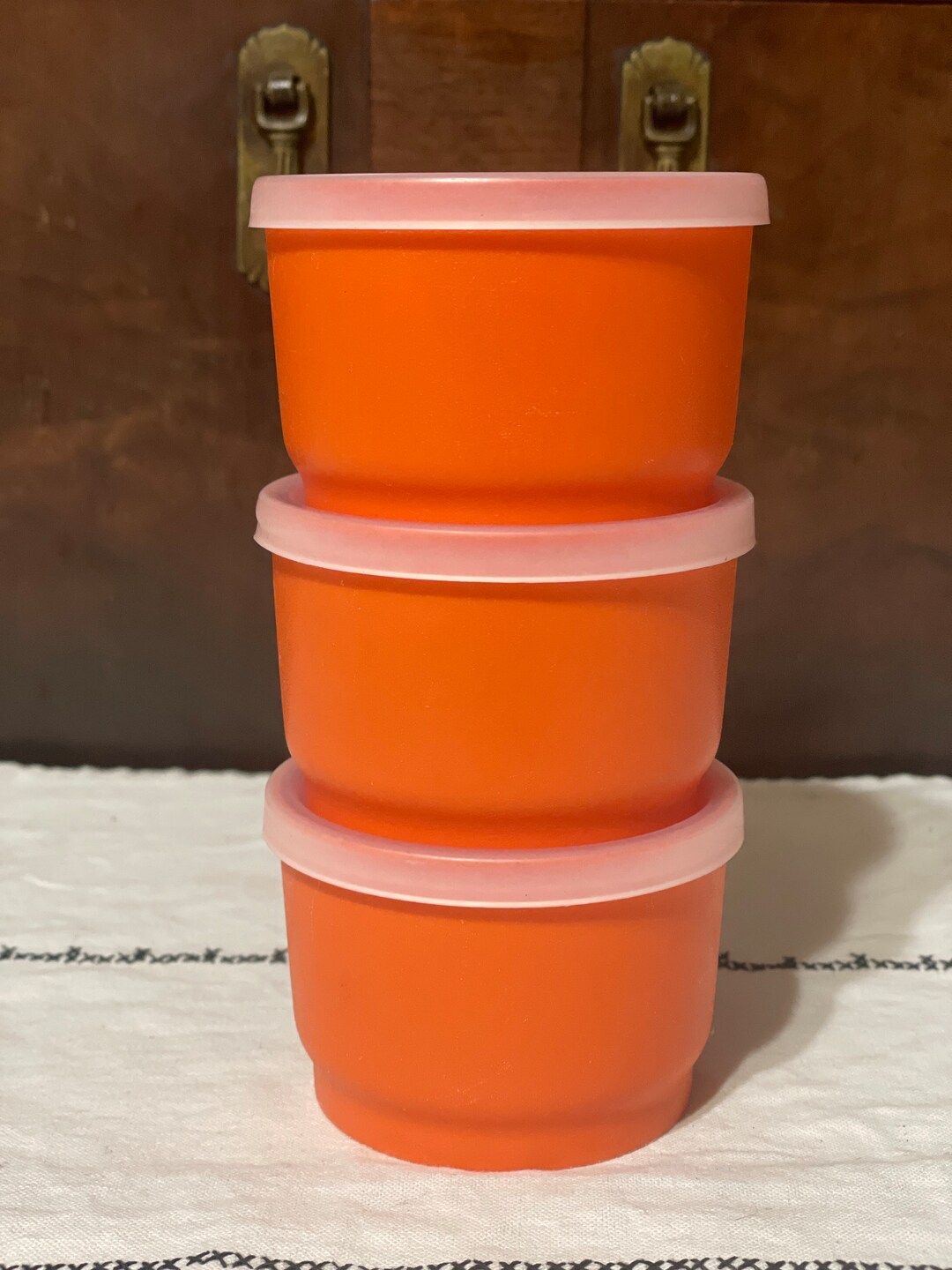 Vintage Tupperware Mini Size Orange Storage Containers With Lids, 70’s ...