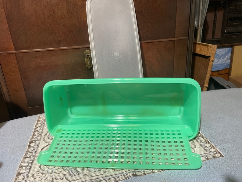 Vintage Tupperware Green Bread Keeper Veggie Keeper Preowned - Etsy