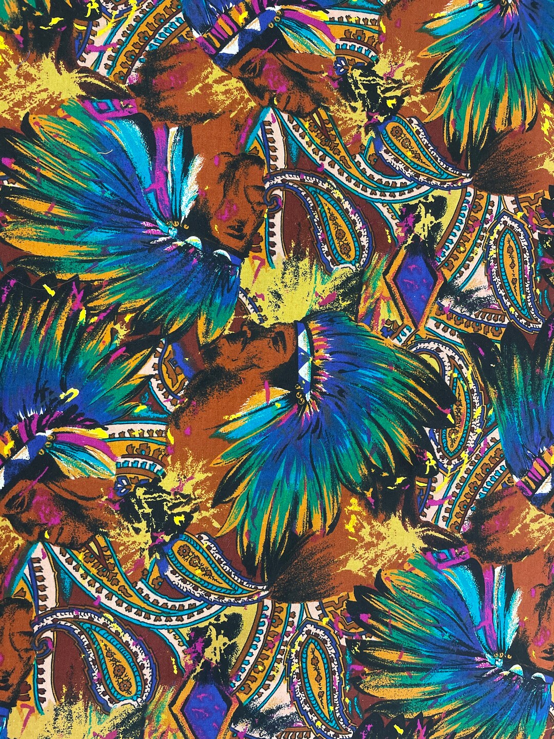 Bright Colorful Indian Print Fabric, Southwestern Design, Limited ...