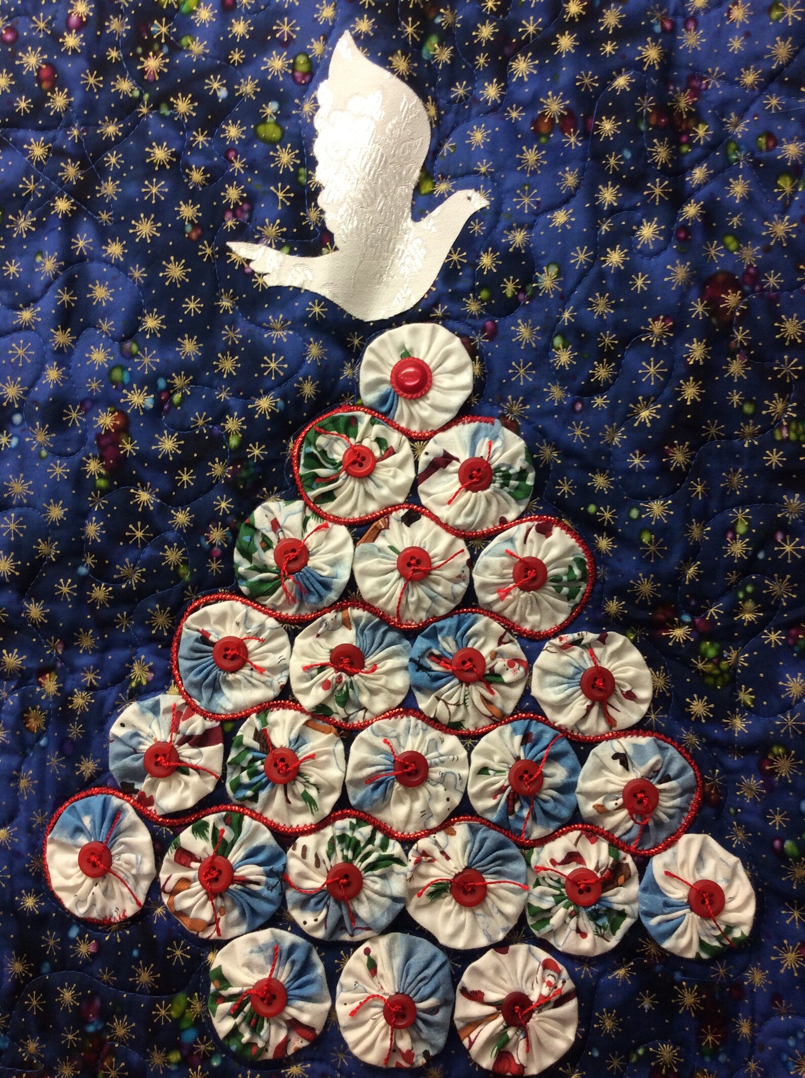 Christmas Tree Yo-yo Quilted Wall Hanging, Handmade - Etsy