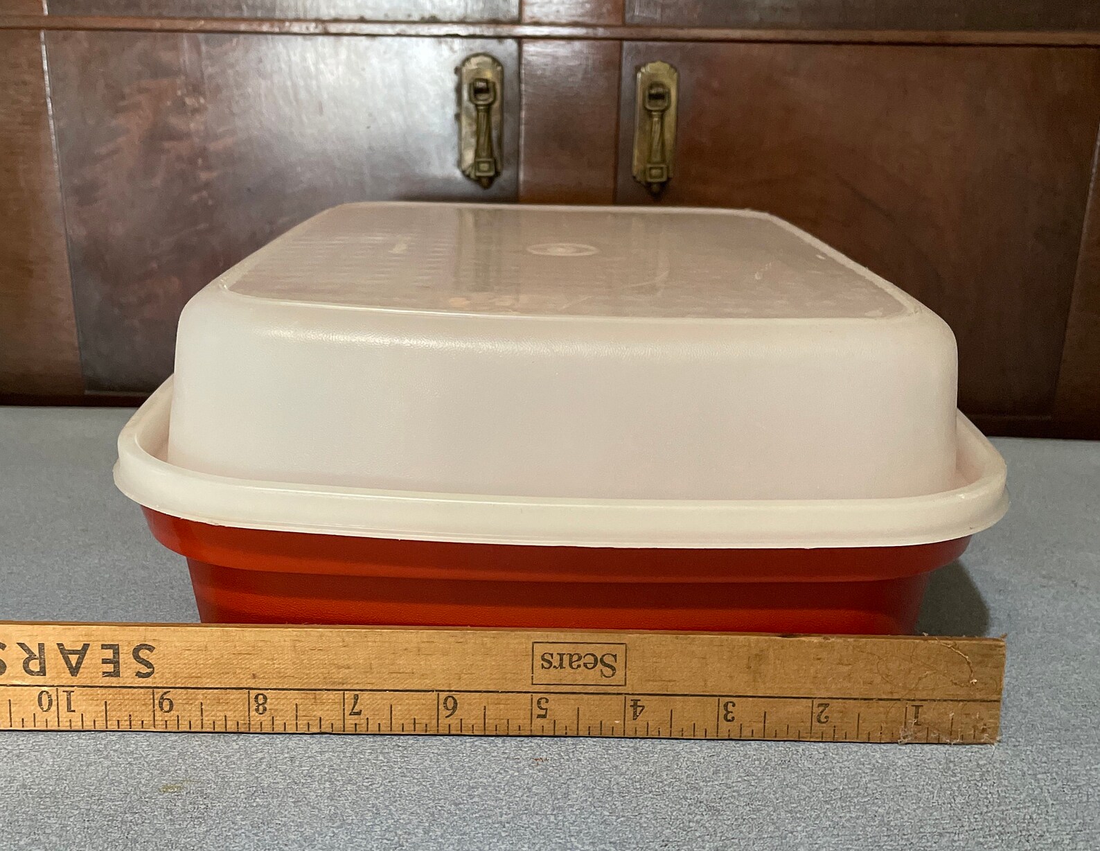 Vintage Tupperware Meat Marinate Oblong Storage Keeper, Paprika Red ...