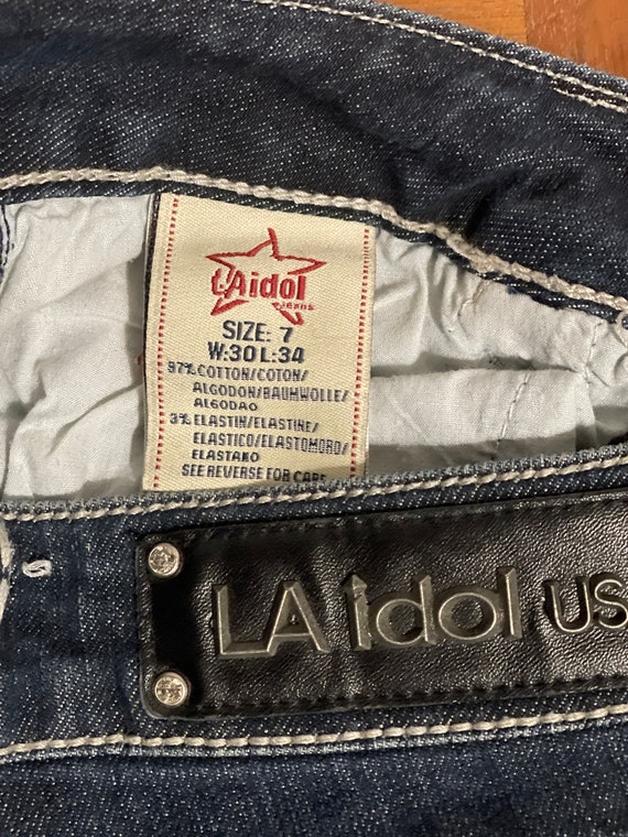 La Idol Logo LAI L.A. IDOL Jeans USA Rhinestone Studded Bootcut Denim