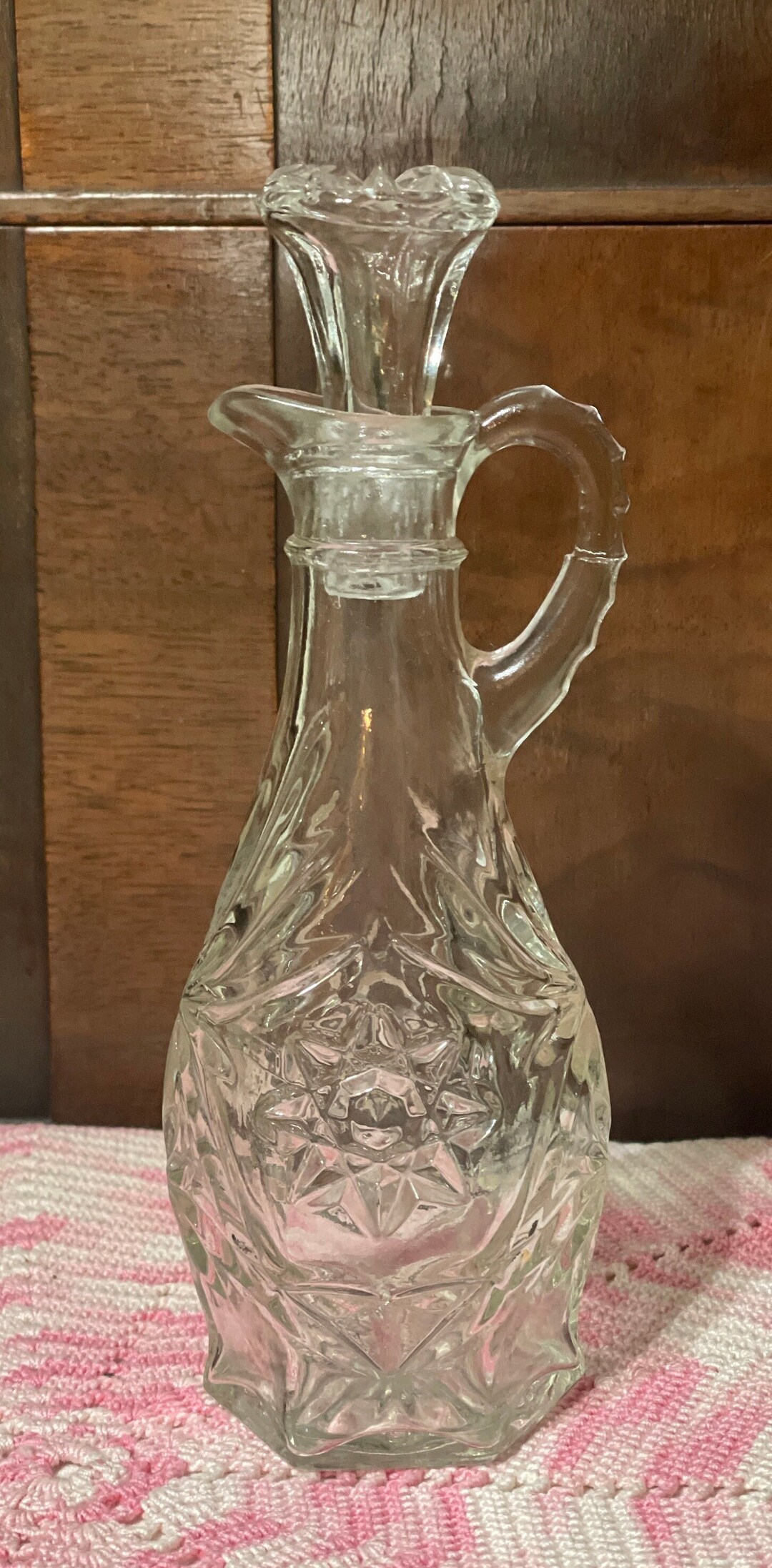 Vintage Anchor Hocking Prescott Clear Star Glass Cruet, Great for ...