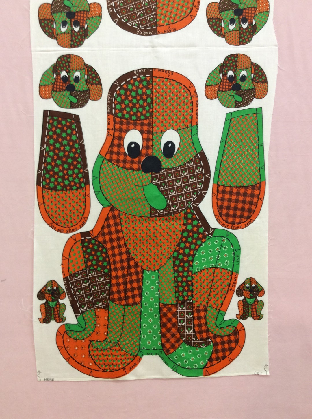 Vintage Puppy Fabric Panel , Sew and Stuff, Cotton Fabric, Limited ...