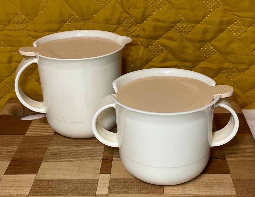 Vintage Tupperware Creamer and Sugar Containers With Cream Colored Lids ...
