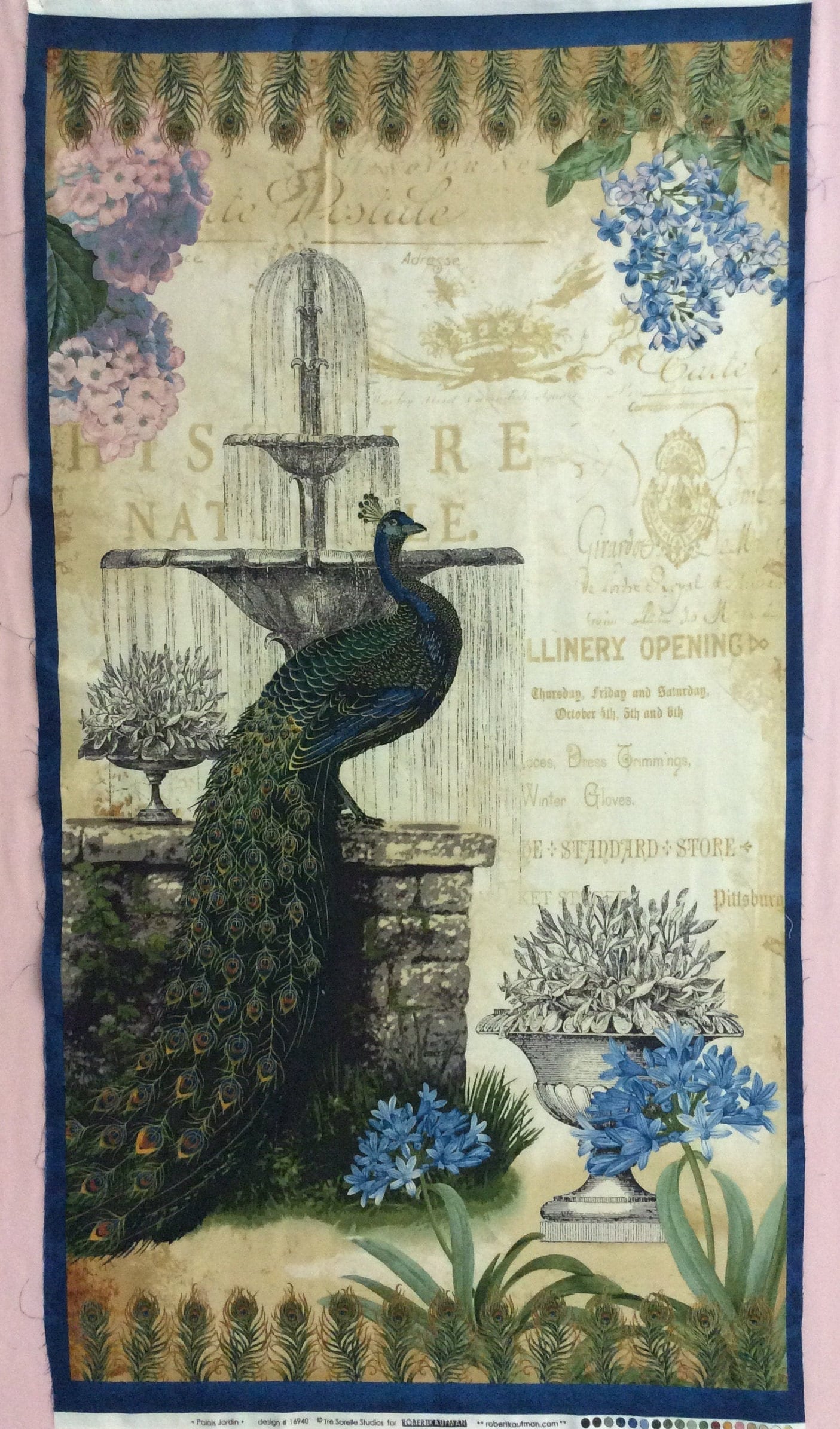 Beautiful Metallic Peacock fabric panel Peacock feathers | Etsy