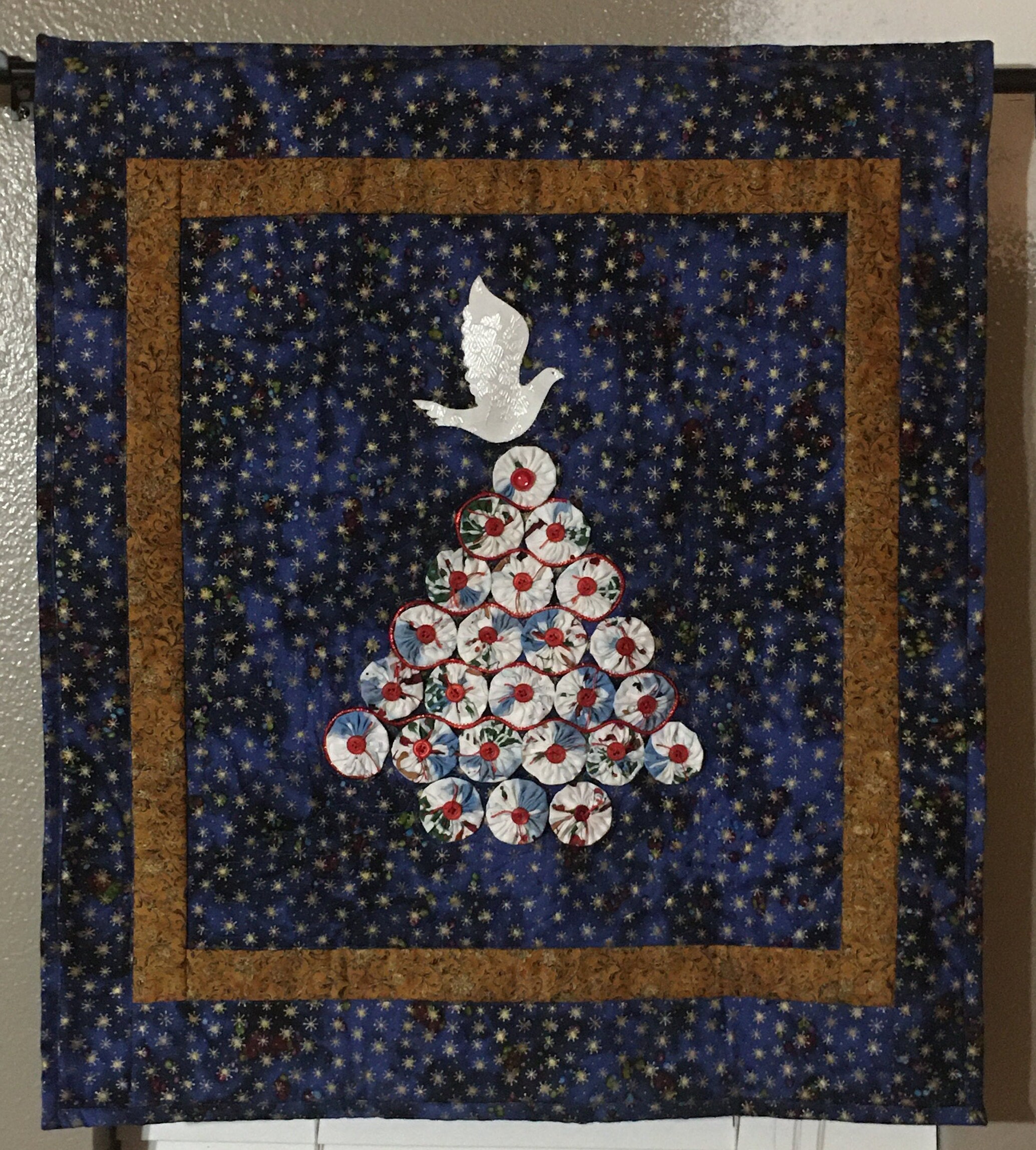 Christmas Tree Yo-yo Quilted Wall Hanging, Handmade - Etsy