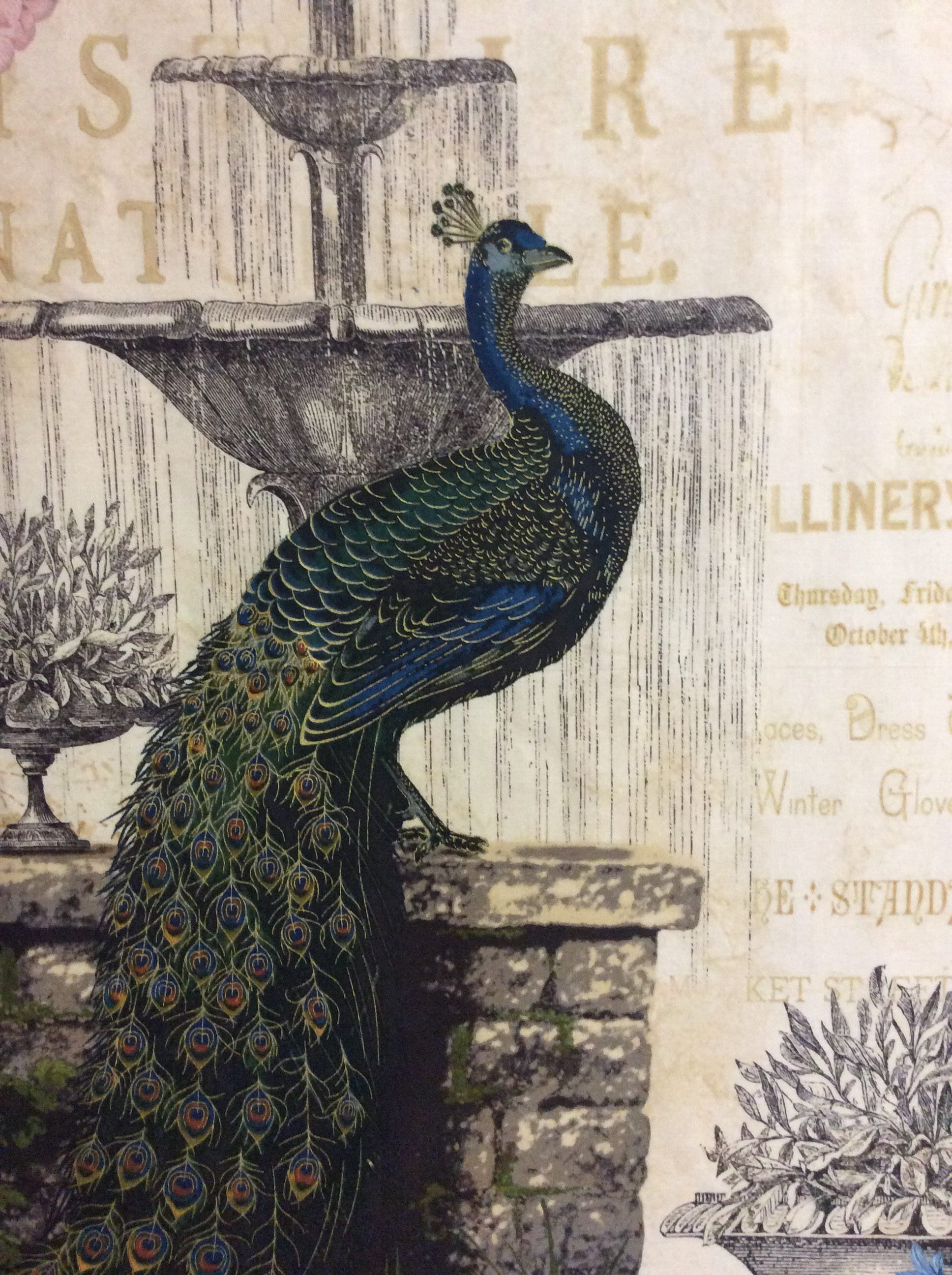 Beautiful Metallic Peacock fabric panel Peacock feathers | Etsy