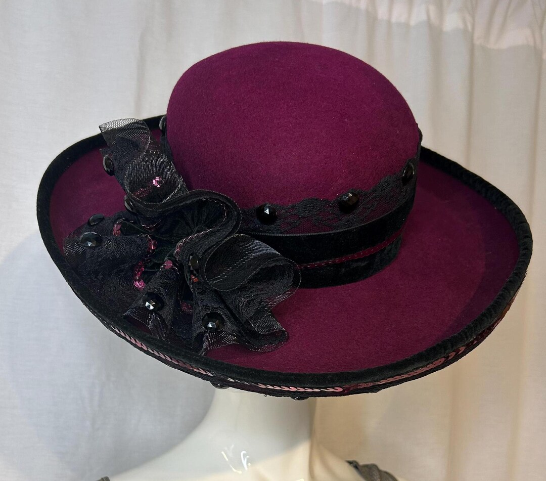 Vintage Ladies Church Hat 'deborah New York' Brand, Burgandy/wine Color ...