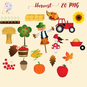 Harvest Clip Art, Thanksgiving Clipart, Autumn Graphics, Digital Fall ...