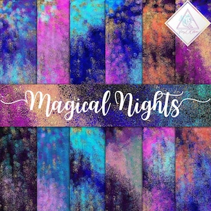 Magical Nights, Digital Paper, Galaxy Backgrounds, Starry Night Texture ...