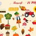 Harvest Clip Art, Thanksgiving Clipart, Autumn Graphics, Digital Fall ...