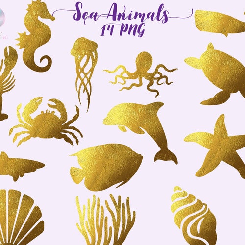 Under the Ocean Sea Clip Art Fish Seaweed Dolphin Whale - Etsy