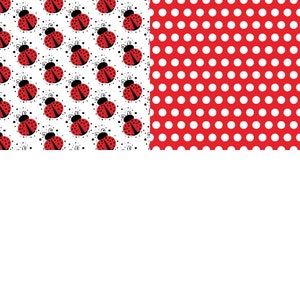 Cute Ladybug, Digital Paper, Kids Decoration, Children Birthday, Red ...