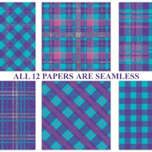Modern Christmas, Plaid Digital Paper, Silver Glitter, Seamless Tartan ...