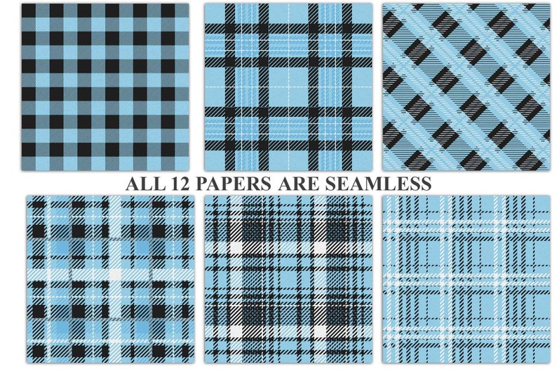 Baby Blue Plaid Seamless Patterns Digital Paper Tartan - Etsy