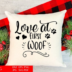 Love at First Woof | SVG Cut File for Cricut | Dog Lover Quote DXF ...